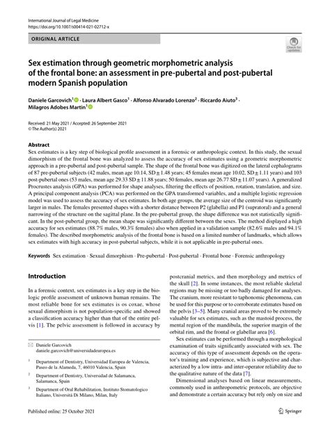 pdf sex estimation through geometric morphometric analysis of the frontal bone an assessment