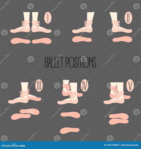 Five Ballet Position Illustration Of Legs With Points Stock Vector