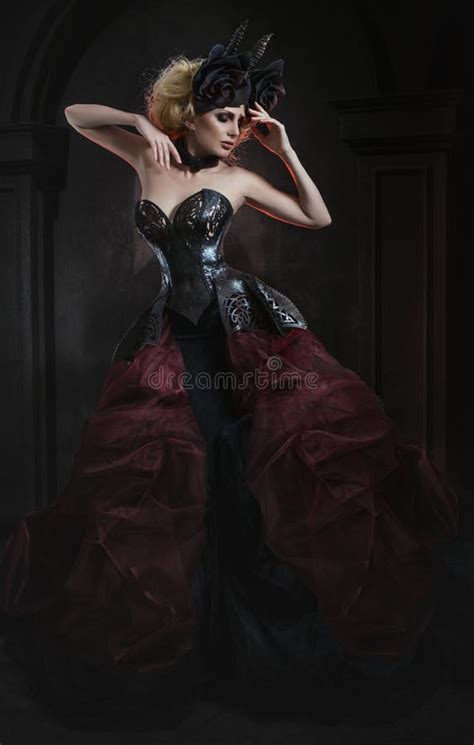 Portrait Of Beautiful Blond Woman In Dark Corset Stock Image Image Of Girl Demon 59677445