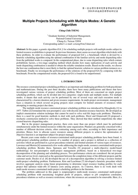 pdf multiple projects scheduling with multiple modes a genetic algorithm