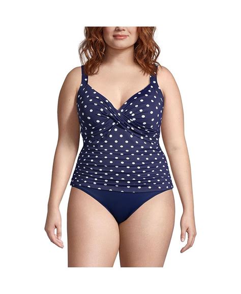 Lands End Womens Plus Size Dd Cup Chlorine Resistant V Neck Wrap Underwire Tankini Swimsuit