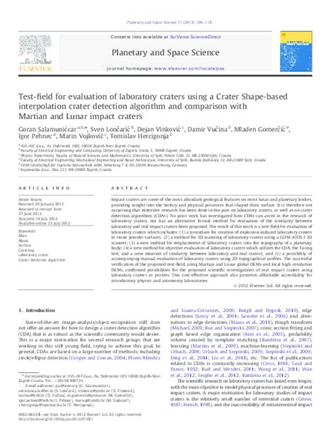 pdf test field for evaluation of laboratory craters using a crater shape based interpolation