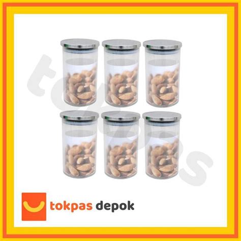 Jual Toples Kaca Set 6 Pcs Wadah Kaca Tutup Stainless Ruby Canister