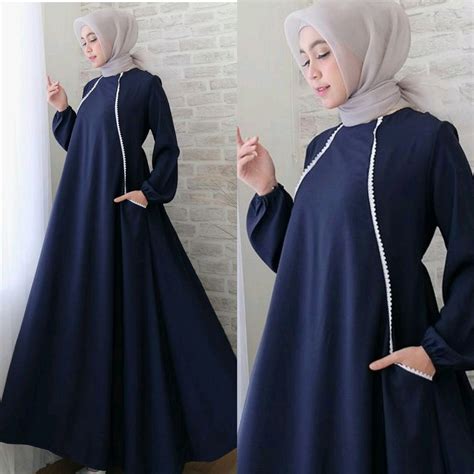 Ide Populer Dress Navy Cocok Dengan Jilbab Warna Apa