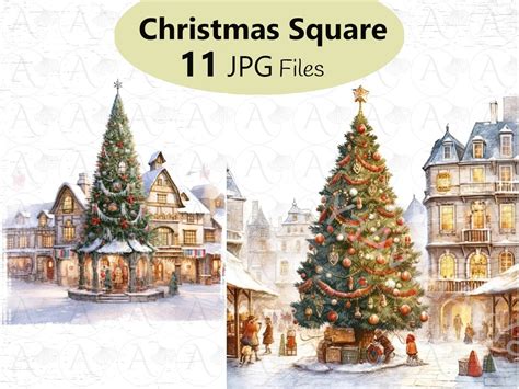 Christmas Market Square Clipart 11 Jpgs Holiday Clipart Snow Village