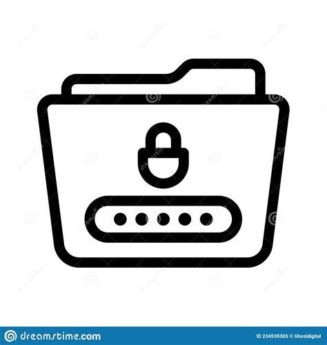 Folder Password Entry Lock Protection Single Isolated Icon With Outline