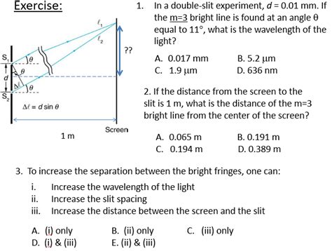 Solved In A Double Slit Experiment D 0 01 Mm If The M 3 Chegg