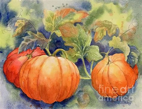 Pumpkin Patch Watercolor Painting Autumn Is Here Watercolor