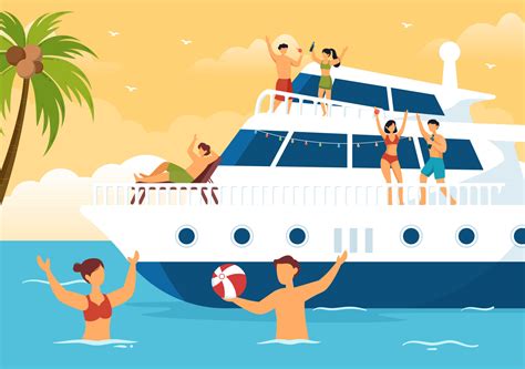 Yachts Template Hand Drawn Cartoon Flat Illustration With People
