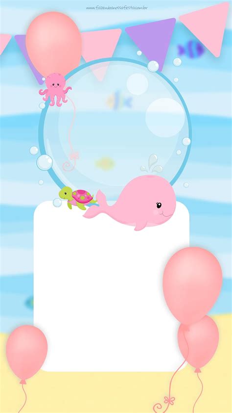 Convite Virtual Fundo Do Mar Rosa 2 Fazendo A Nossa Festa Rebekah