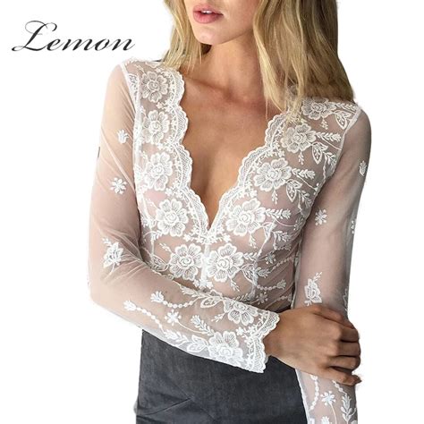 Blusa De Encaje Blanco Liso De Mujer De Encaje Transparente De Malla