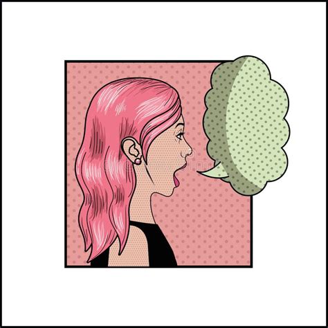 Mulher Estilo Cor De Rosa Do Pop Art Da Bolha Do Cabelo E Do