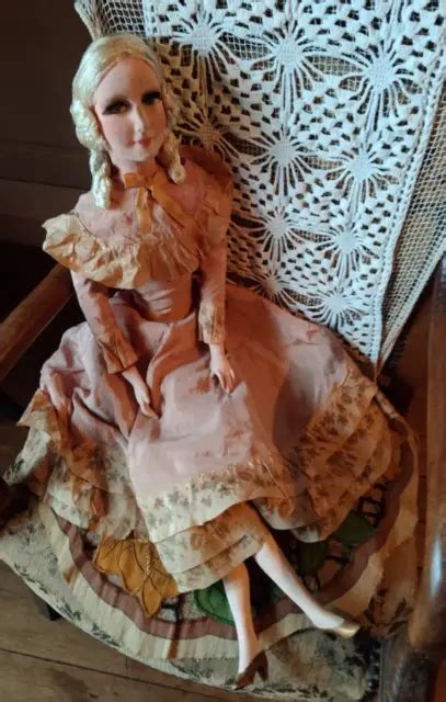 ANCIENNE GRANDE POUPÉE de salon boudoir doll shabby EUR 135 00