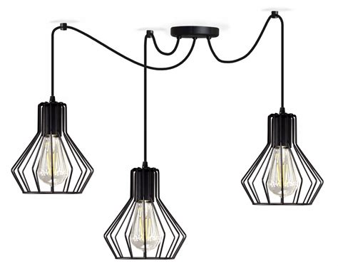 Pająk Lampa wisząca sufitowa regulowana druciana BELL 3 czarna można