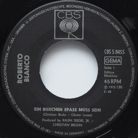Roberto Blanco Ein Bißchen Spaß Muß Sein 7 Single Recordshop