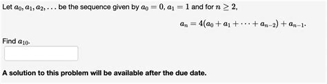 solved let ai ai a2 be the sequence given by ao 0