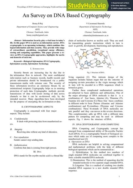 an survey on dna based cryptography pdf