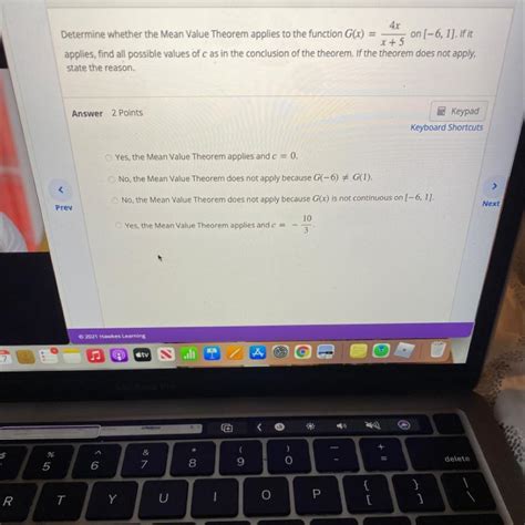 determine whether the mean value theorem applies to the function g x on[ 6 1] if it applies