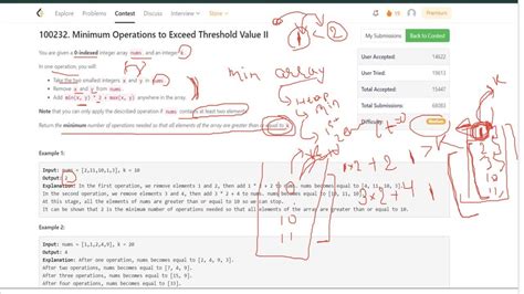 minimum operations to exceed threshold value ii biweekly contest 125 leetcode youtube