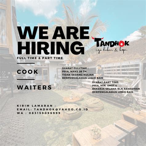 Lowongan Kerja Cook Waiters Full Time Part Time Di Tandhok
