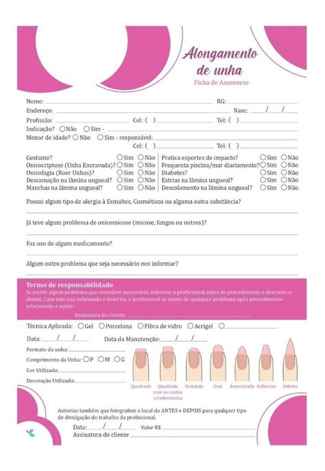 Kit Ficha De Anamnese Cuidados Alongamento De Unhas 100fls LARANJAMIXBR