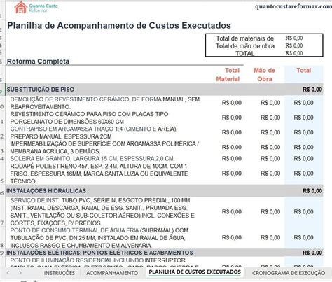 Planilha De Reforma Residencial Gerencie A Sua Obra E Tenha Controle