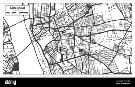 Liverpool Great Britain City Map In Black And White Color In Retro
