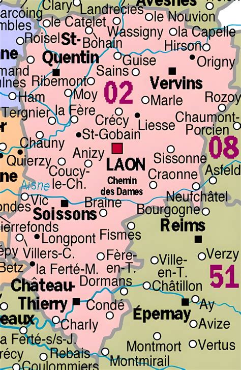 Carte Des Principales Communes De L Aisne