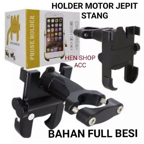 Jual Holder HP Motor Jepit Di Stang Bahan Besi Full Metal Body