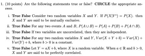 solved 1 10 points are the following statements true or