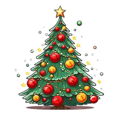 Árvore de natal clipart vetor fundo branco Vetor Premium