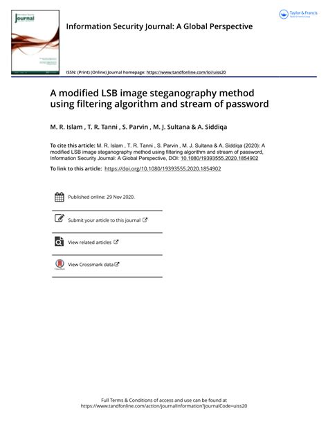 pdf a modified lsb image steganography method using filtering algorithm and stream of password