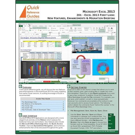 Buy Microsoft Excel First Look Quick Reference Guide Page Cheat