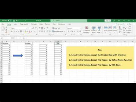 How To Select Entire Column Except Header Row In Excel Youtube