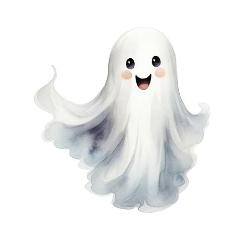 Lindo Personaje Fantasma Acuarela Ilustración Para Halloween PNG