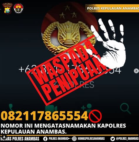 Waspada Penipuan Akun WhatsApp Mengatasnamakan Kapolres Kep