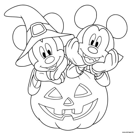 Coloriage Mickey Vampire Et Minnie Sorciere Avec Une Citrouille Dessin
