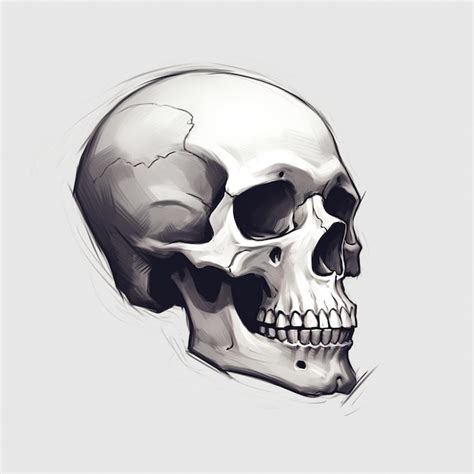 Premium AI Image Black And White Skull Illustration