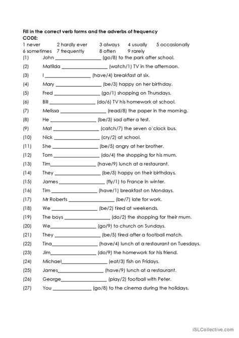 Frequency Adverbs And Word Order Gen English ESL Worksheets Pdf Doc