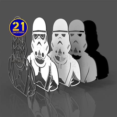 Stormtrooper star war archivo cortado por láser multicapa dxf svg