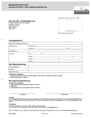 Ausfüllbar Online land oberoesterreich gv Formular SVD VerkE 20