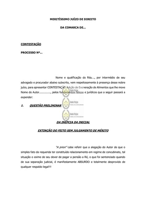 Modelo De Contestação Alimentos BRAINCP