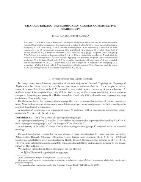 pdf characterizing categorically closed commutative semigroups