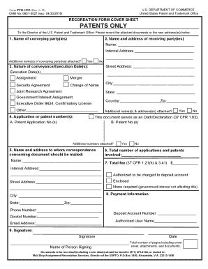 Fillable Online Uspto Recordation Form Cover Sheet Fax Email Print