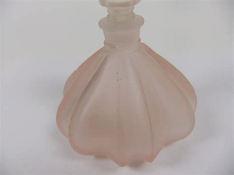 Vintage Pink Frosted Glass Perfume Bottle Etsy