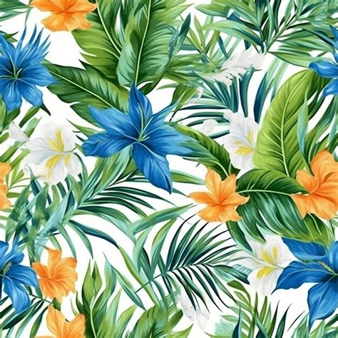 Premium Photo Seamless Pattern With Tropical Leaves On A White Background