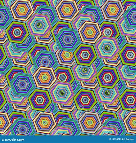 混沌六边形抽象无缝图案 多彩的背景 矢量插图 库存例证 插画 包括有 装饰 设计 绿色 要素 蓝色 171353224