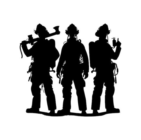 Premium Vector Firefighters Pose Silhouette Vector Illustration