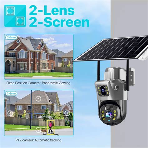 Cámara solar WIFI de doble lente para exteriores 8MP 4K batería de