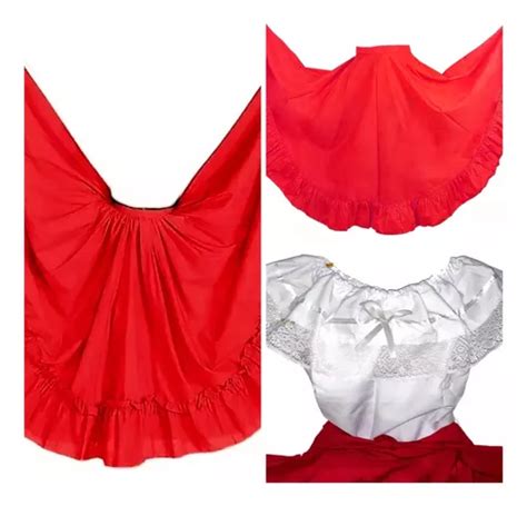 Falda Folklorica Medio Vuelo Blusa De Olan Infantil Meses Sin Inter S